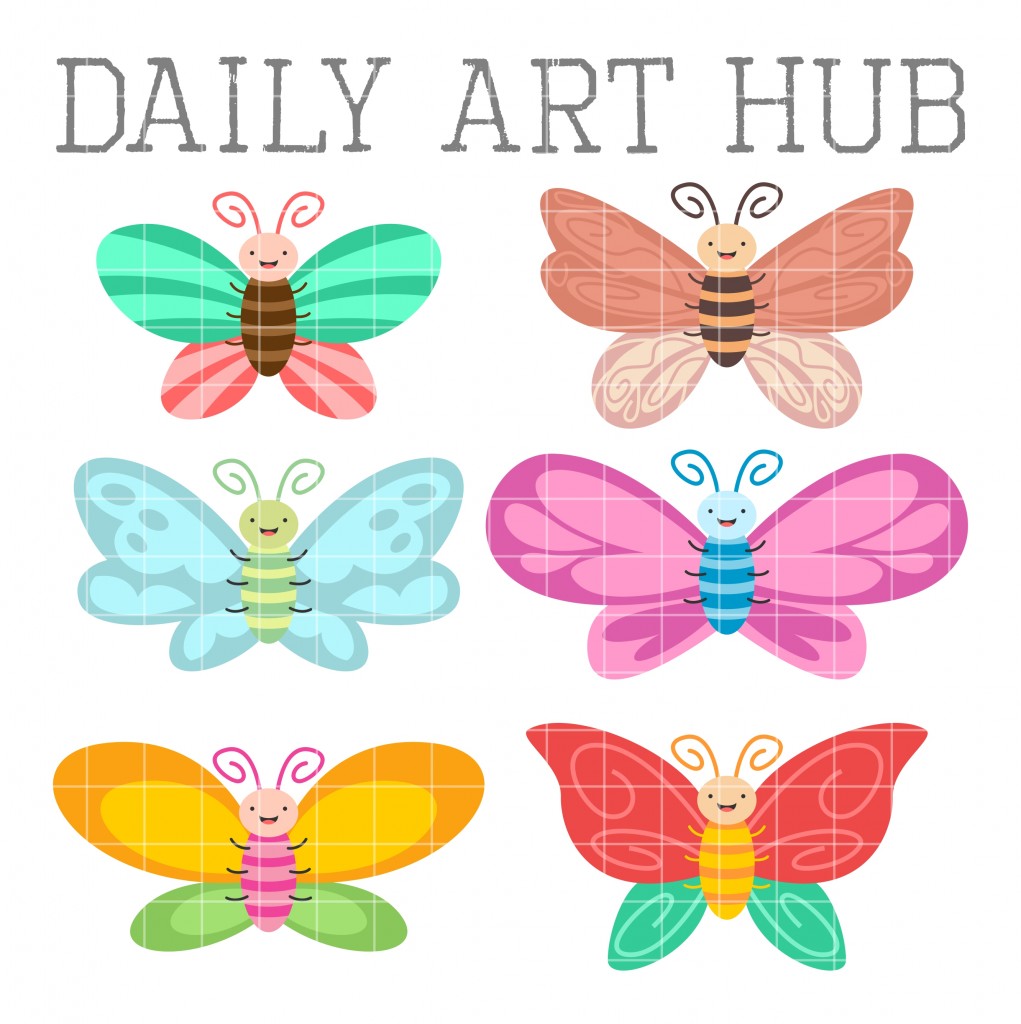 Colorful Cute Happy Butterflies Clip Art Set – Daily Art Hub ...