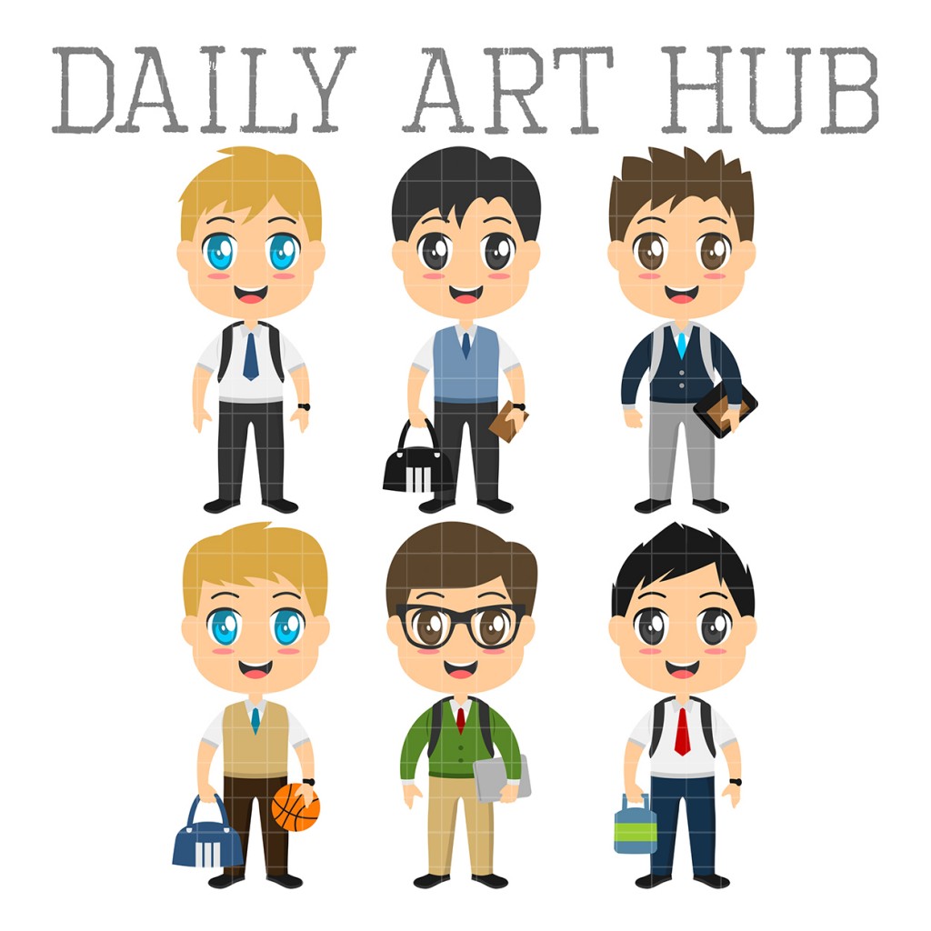 Cool School Boys Clip Art Set – Daily Art Hub // Graphics, Alphabets & SVG