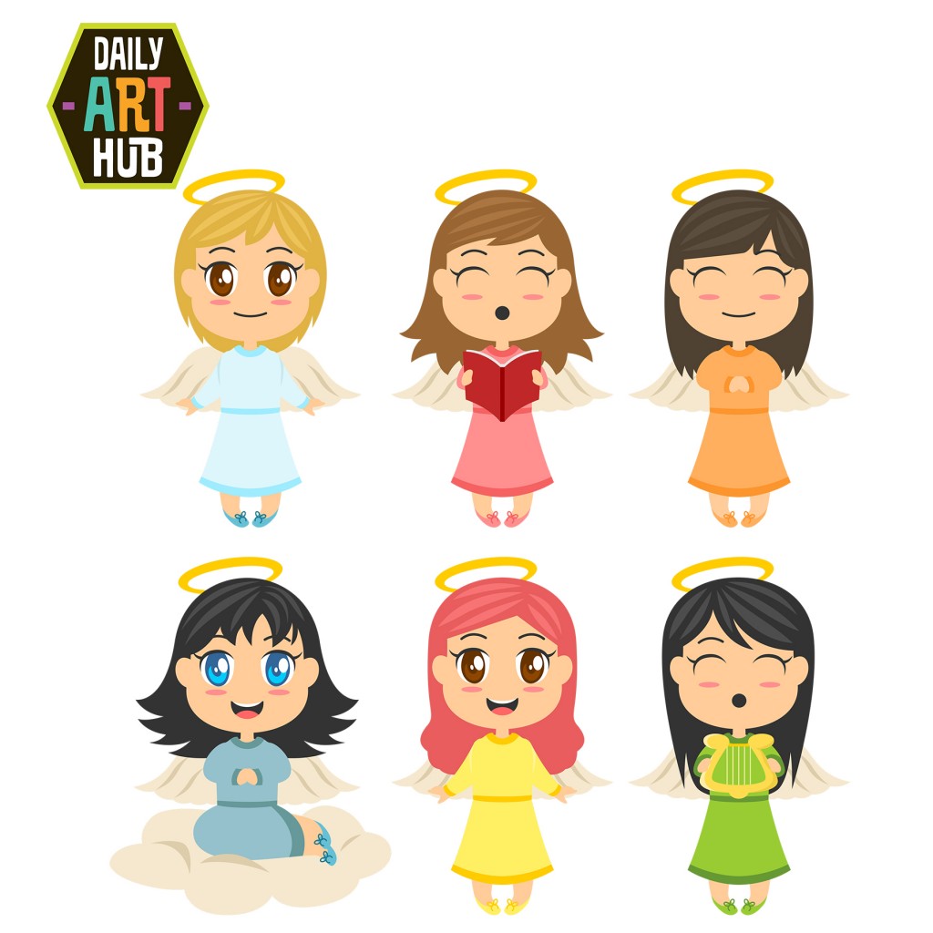 Cute Angels Clip Art Set – Daily Art Hub // Graphics, Alphabets & SVG