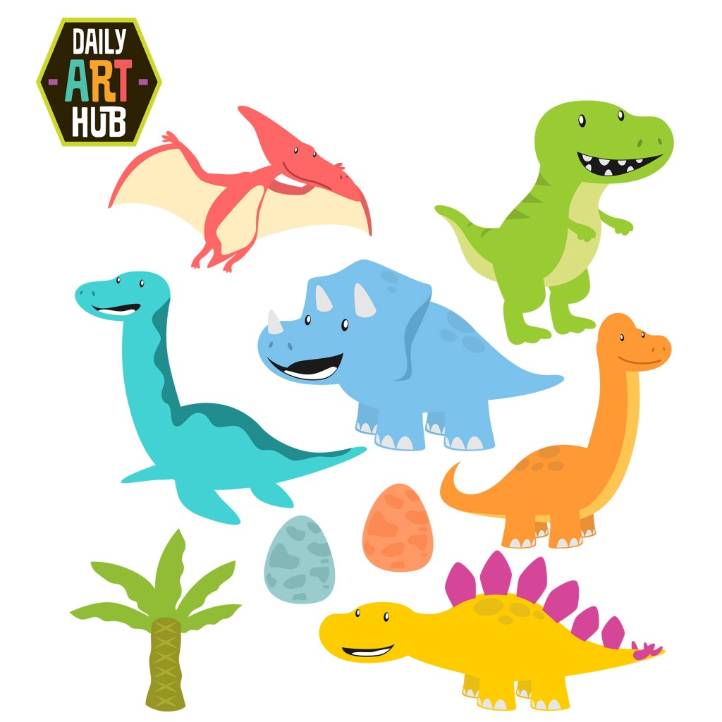 Cute Dinosaurs Clip Art Set – Daily Art Hub // Graphics, Alphabets & SVG