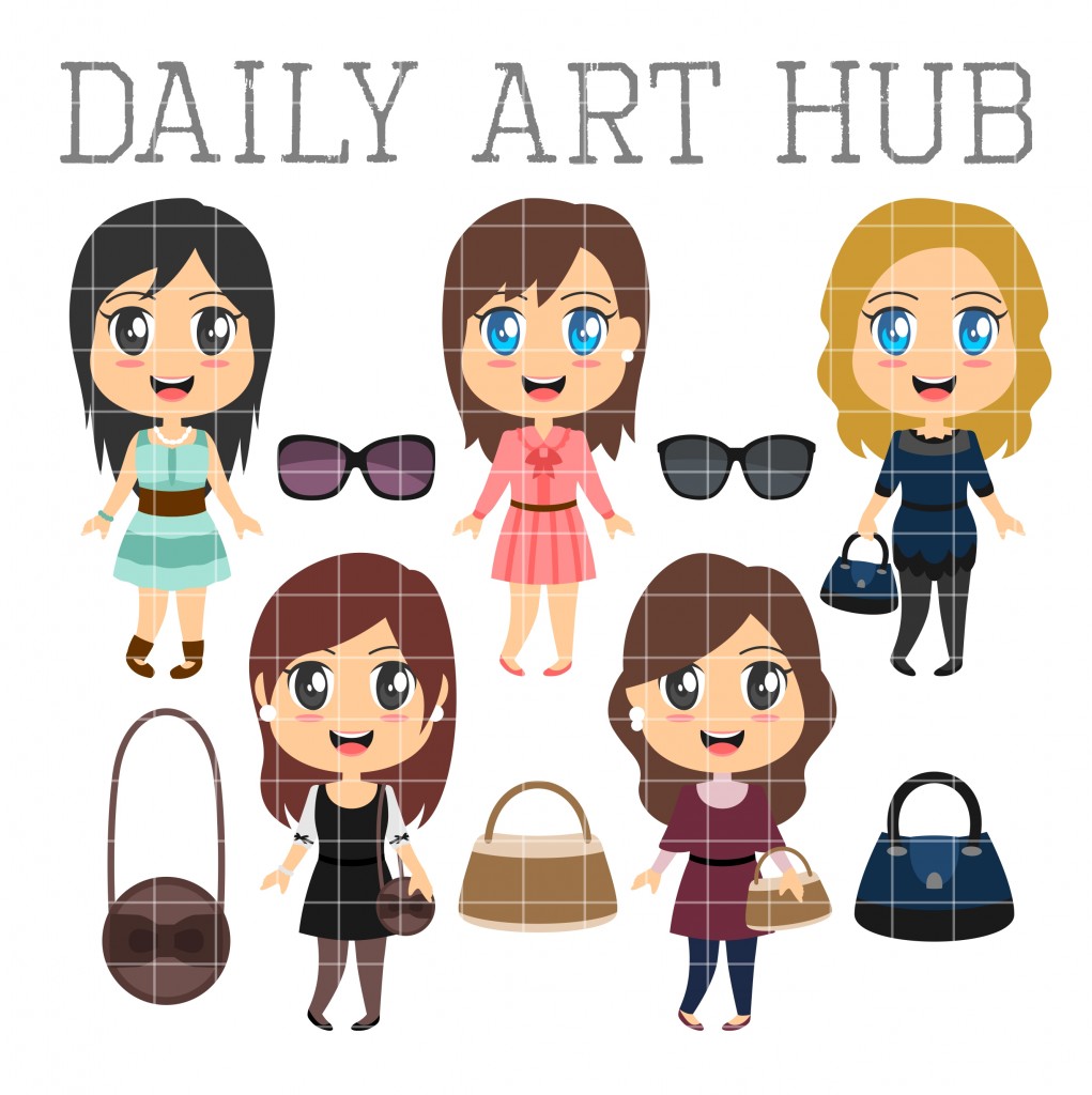 Cute Fashion Girls Clip Art Set – Daily Art Hub // Graphics, Alphabets ...