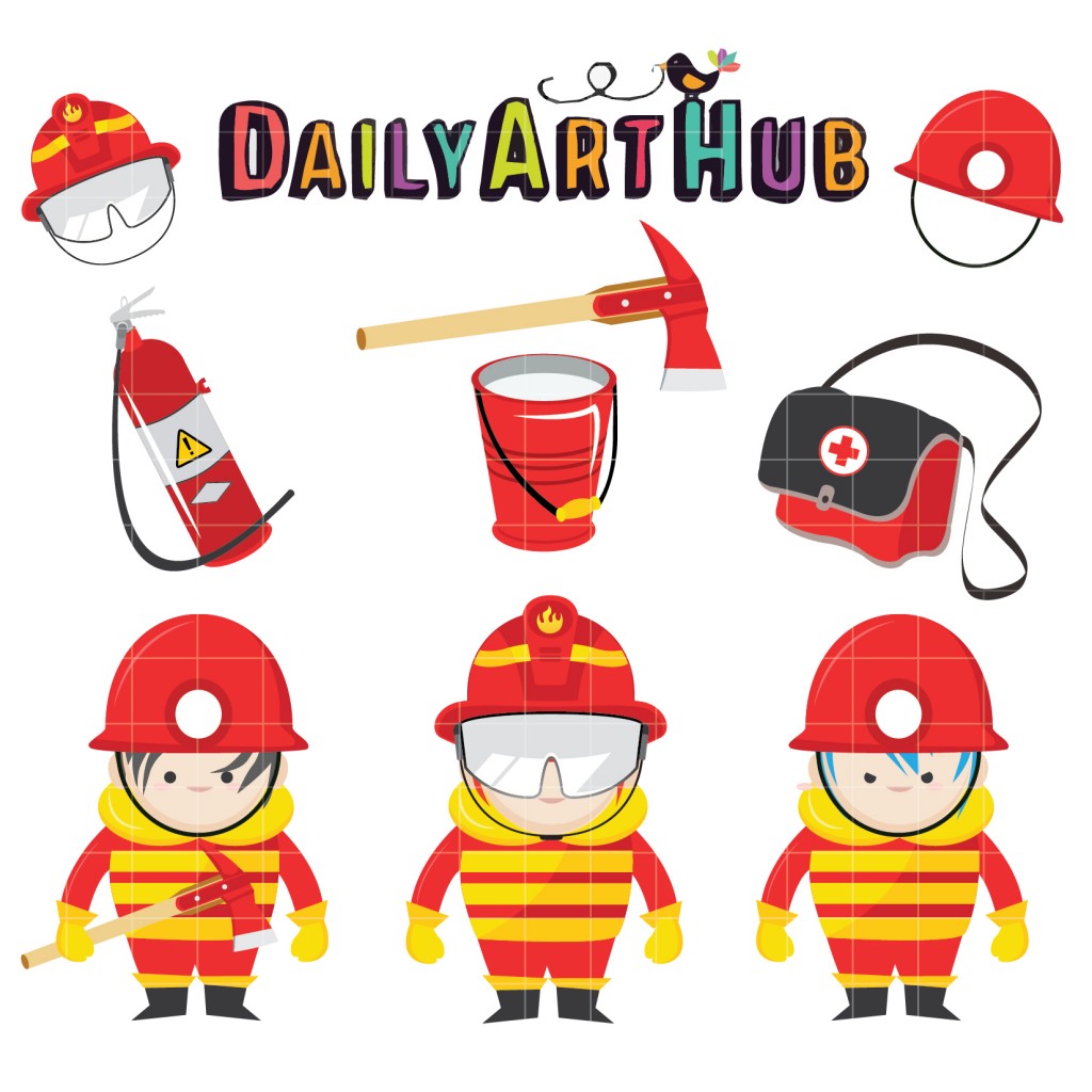 Cute Fire Fighters Clip Art Set – Daily Art Hub // Graphics, Alphabets ...