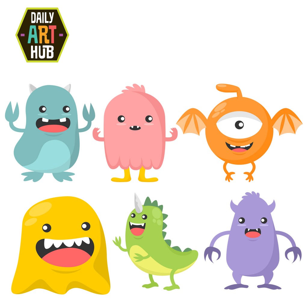 Cute Monsters Clip Art Set – Daily Art Hub // Graphics, Alphabets & SVG