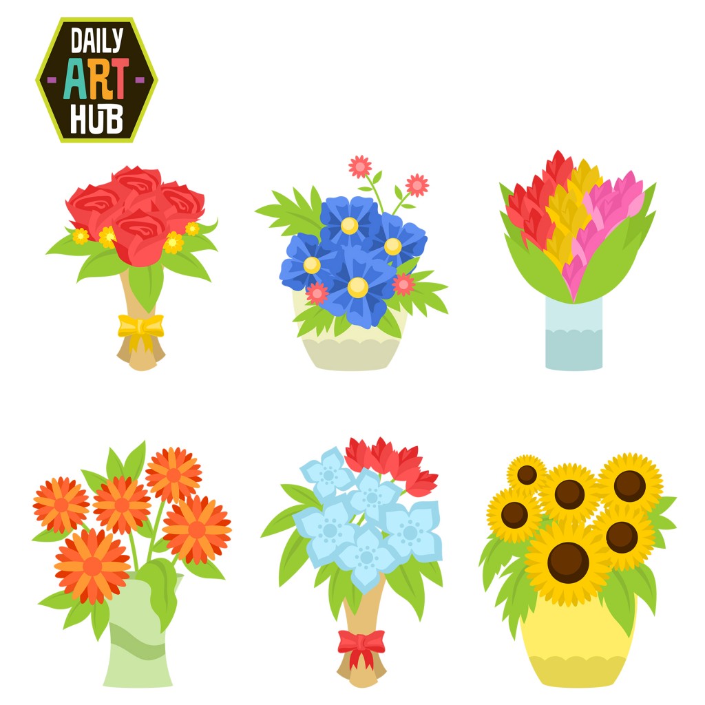 Flower Bouquet Clip Art Set – Daily Art Hub // Graphics, Alphabets & SVG