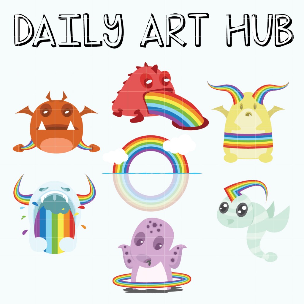 Rainbow Monsters Clip Art Set – Daily Art Hub // Graphics, Alphabets & SVG