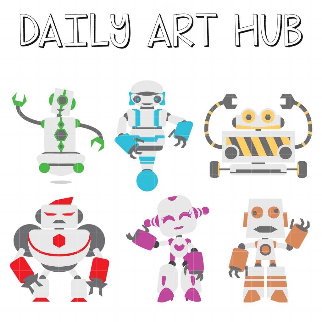 Robots Clip Art Set – Daily Art Hub // Graphics, Alphabets & SVG