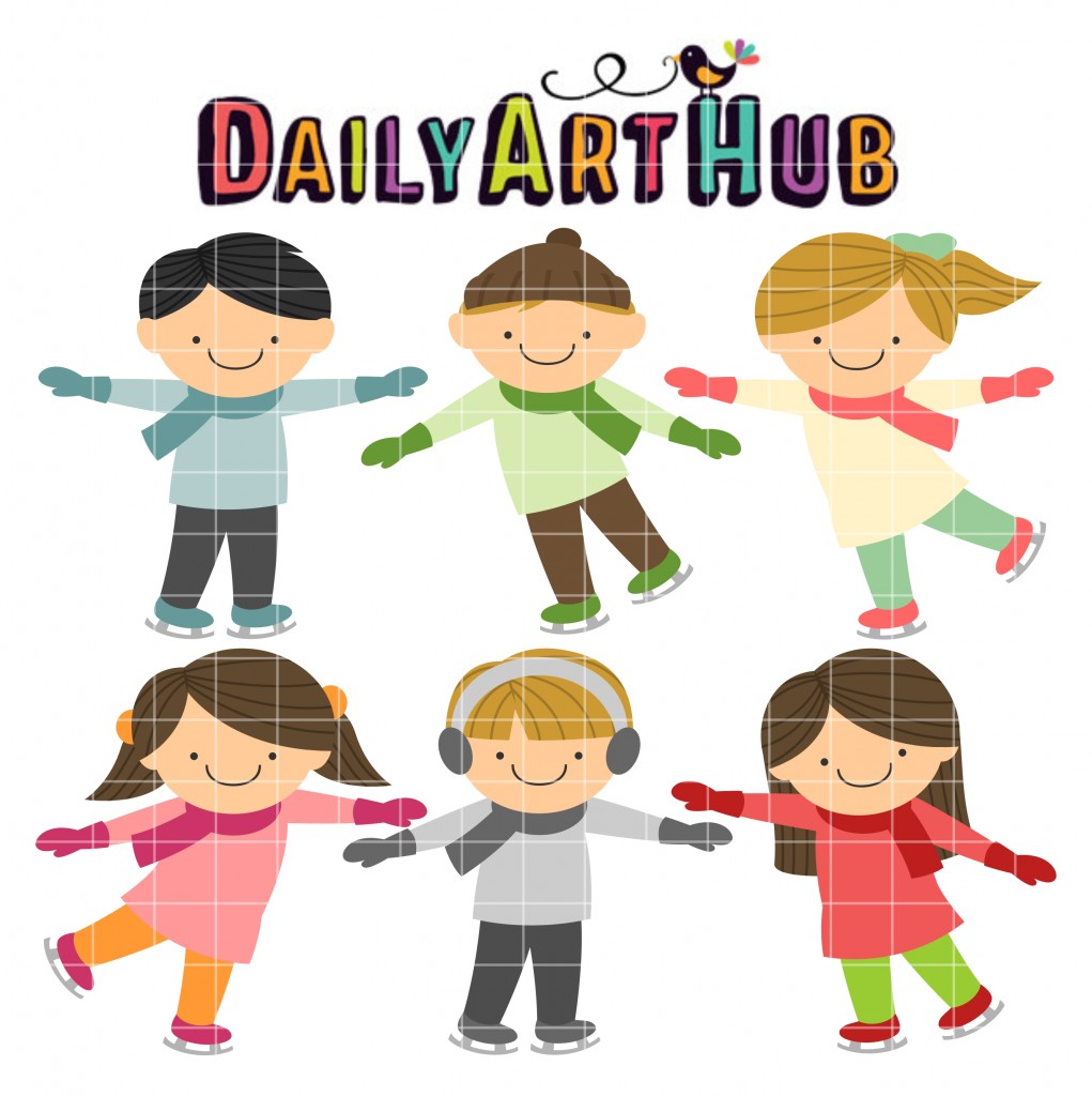 Kiddy Ice Skating Clip Art Set – Daily Art Hub // Graphics, Alphabets & SVG