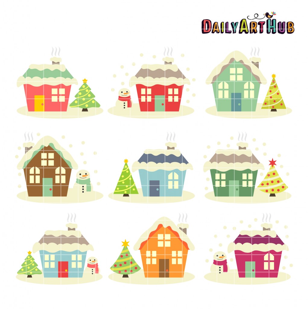 Christmas Houses Clip Art Set – Daily Art Hub // Graphics, Alphabets & SVG