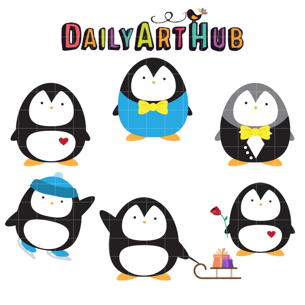 Cute Penguins Clip Art Set – Daily Art Hub // Graphics, Alphabets & SVG