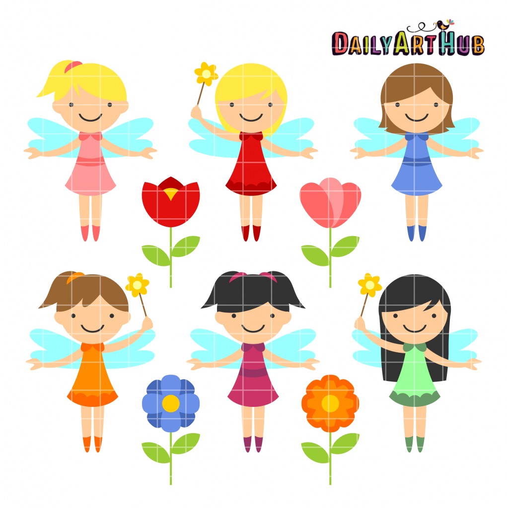 Cutesy Garden Fairies Clip Art Set – Daily Art Hub // Graphics ...