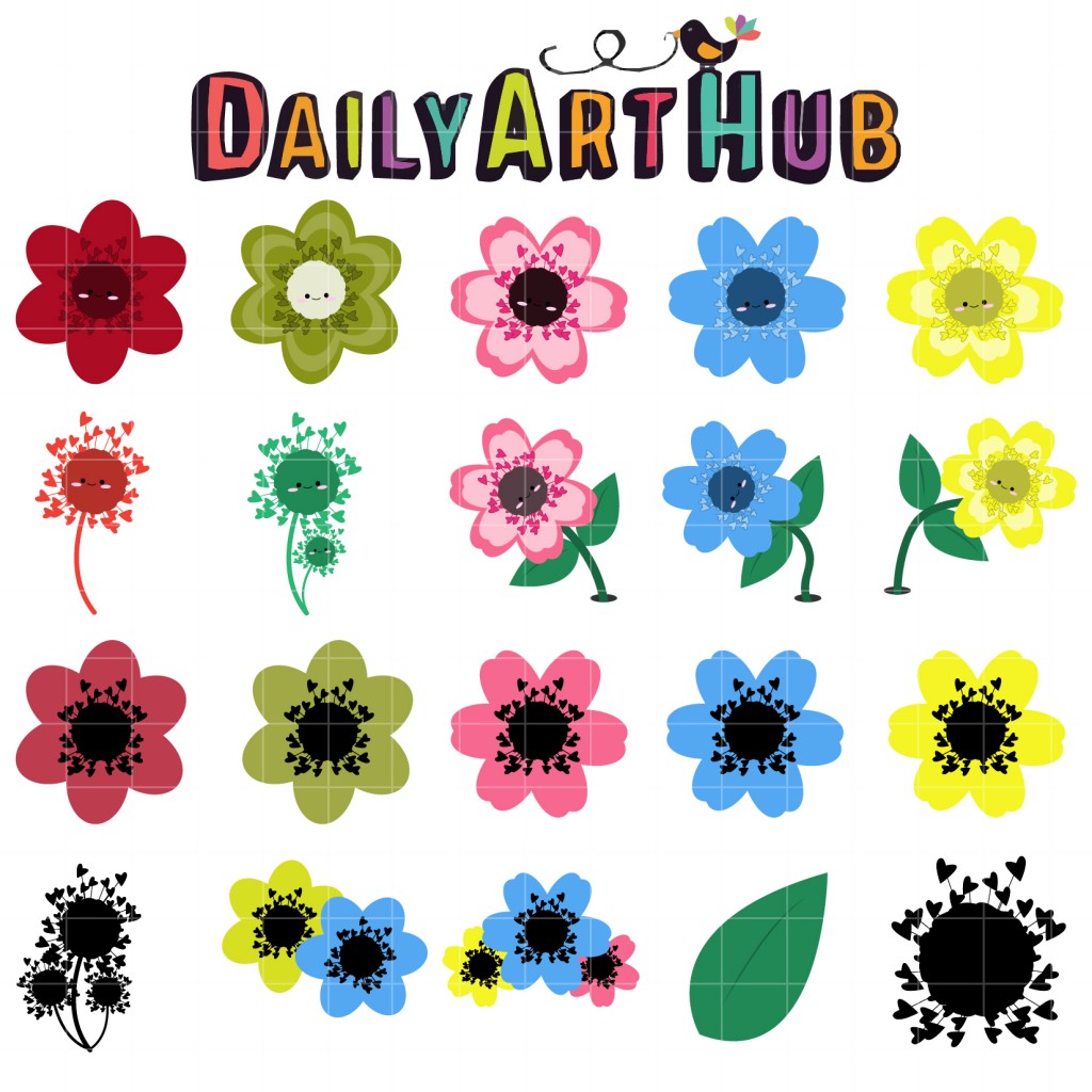 Flowers in Pot Clip Art Set – Daily Art Hub // Graphics, Alphabets & SVG