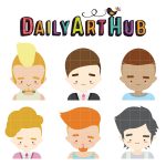Cute Male Character Faces Clip Art Set – Daily Art Hub // Graphics ...