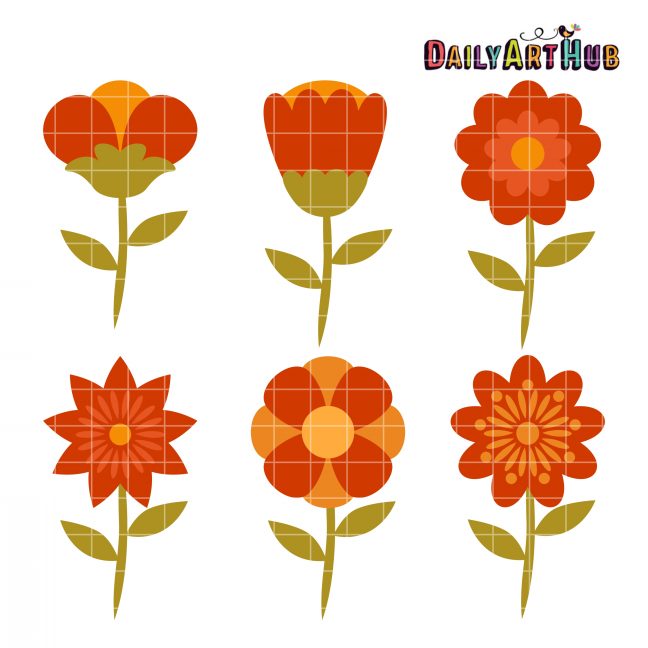 Flowers in Pot Clip Art Set – Daily Art Hub // Graphics, Alphabets & SVG