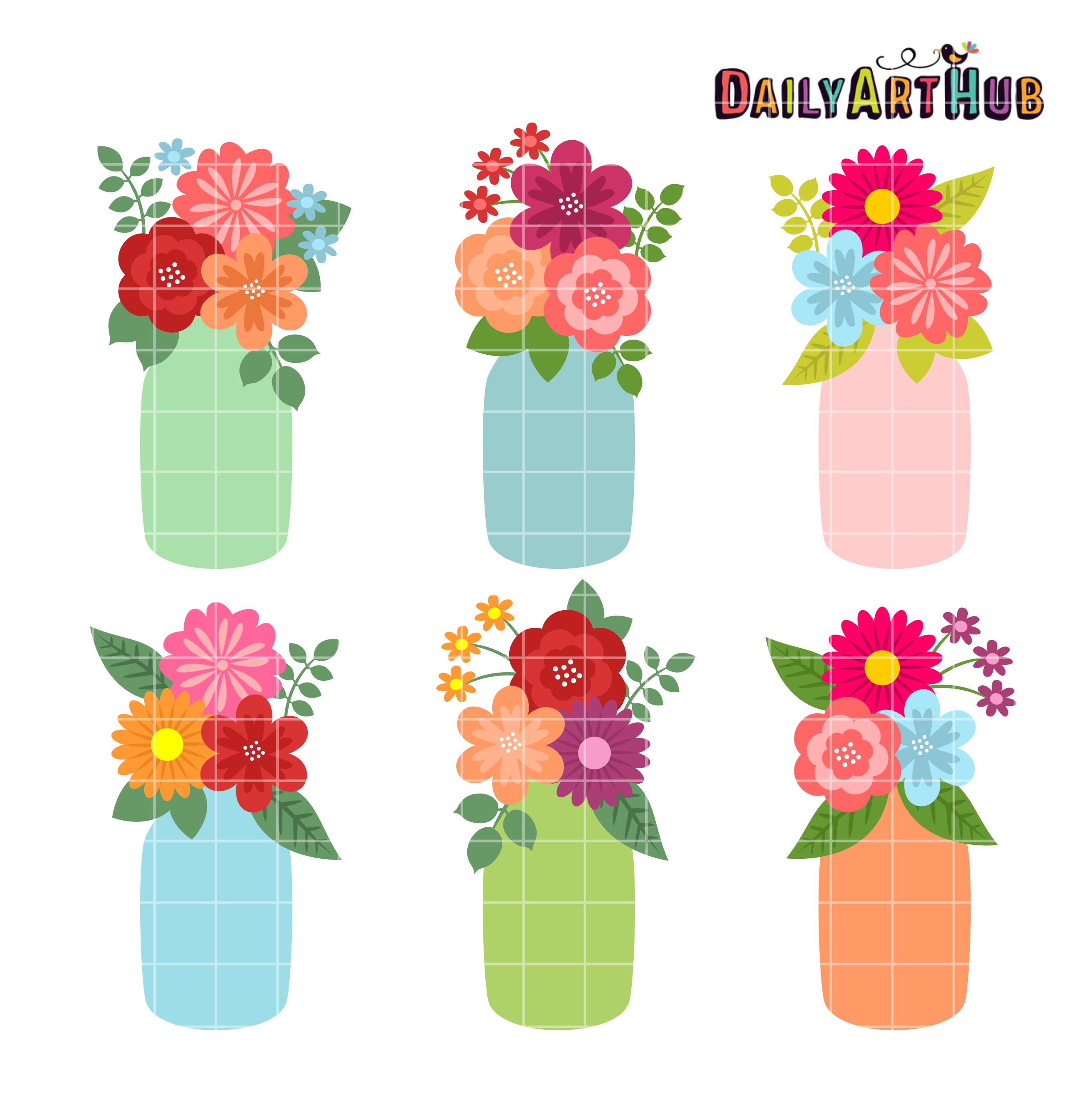 Flower Jars Clip Art Set – Daily Art Hub – Free Clip Art Everyday