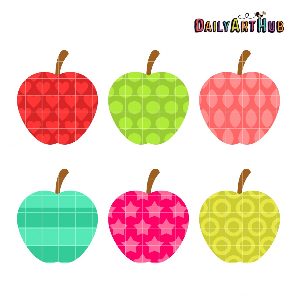 Patterned Apples Clip Art Set – Daily Art Hub // Graphics, Alphabets & SVG