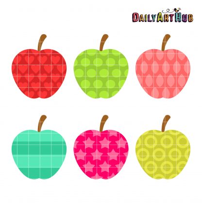 Patterned Apples Clip Art Set – Daily Art Hub – Free Clip Art Everyday