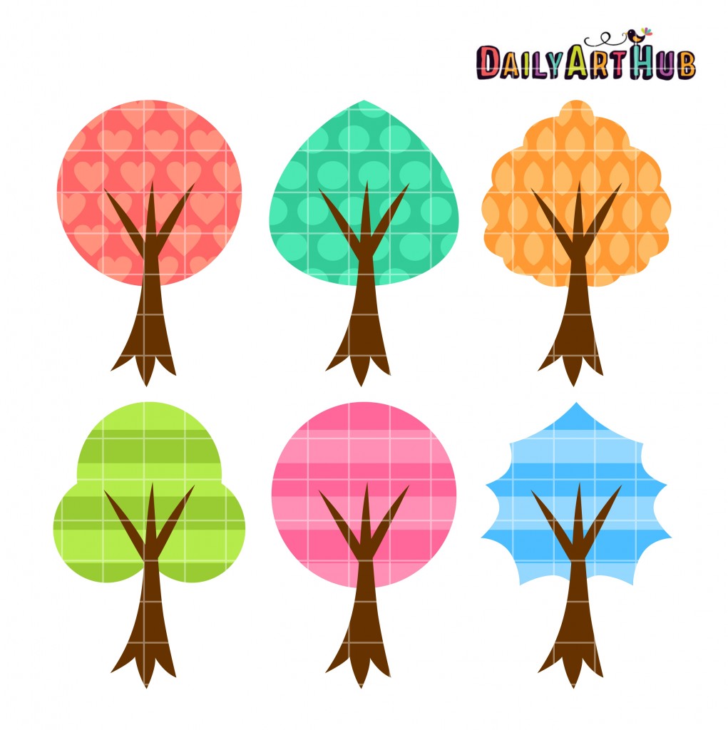 Patterned Trees Clip Art Set – Daily Art Hub // Graphics, Alphabets & SVG