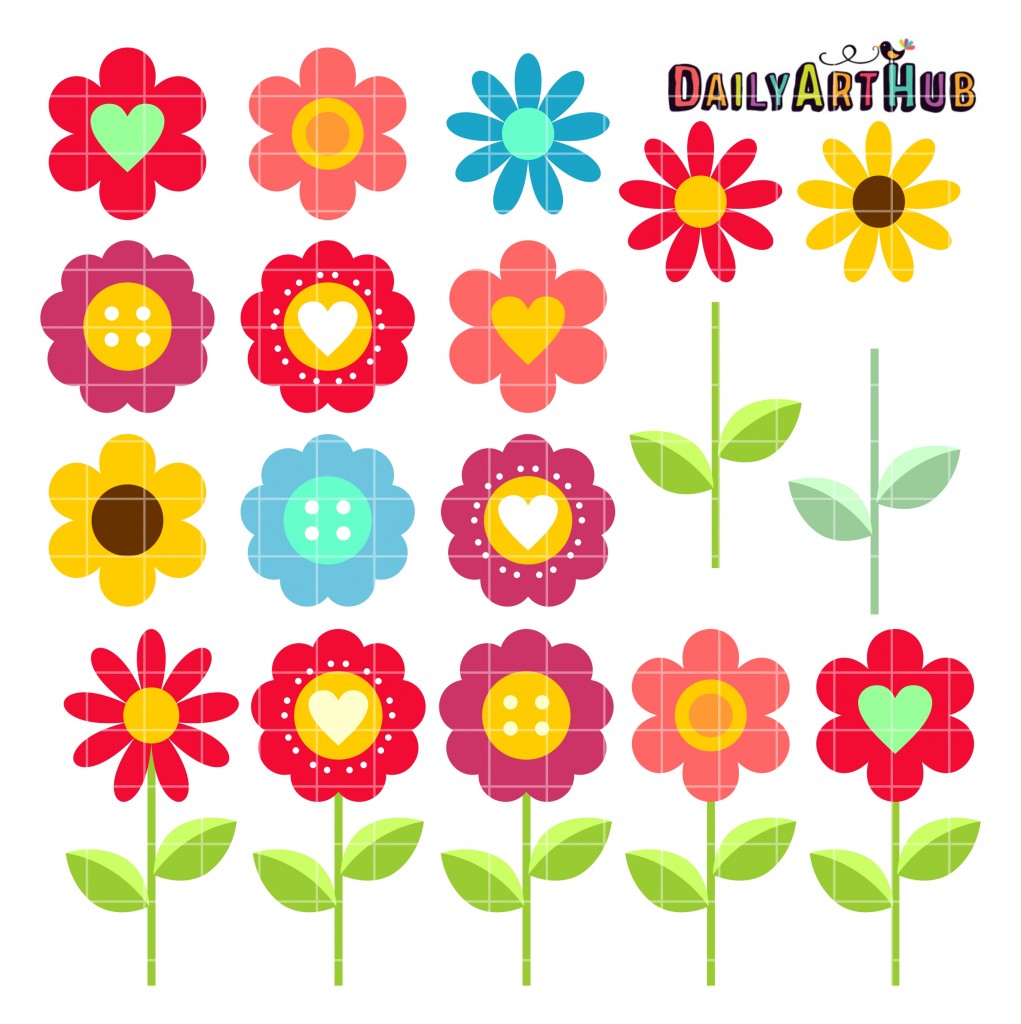 Flower Blooms Clip Art Set – Daily Art Hub // Graphics, Alphabets & SVG