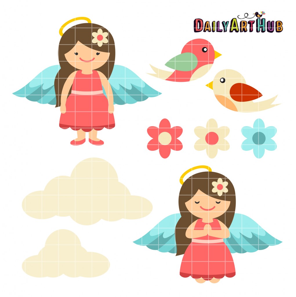 Sweet And Cute Angel Clip Art Set – Daily Art Hub // Graphics ...