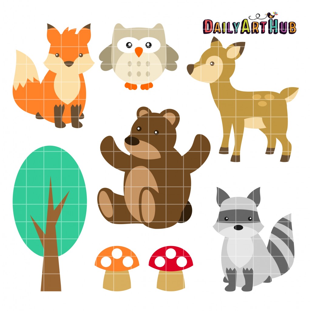 Woodland Cute Animals Clip Art Set – Daily Art Hub // Graphics ...