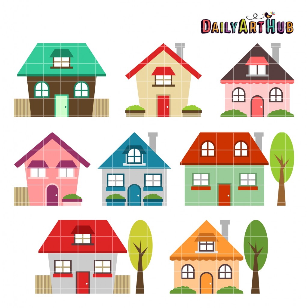 Cute Houses Clip Art Set – Daily Art Hub // Graphics, Alphabets & SVG