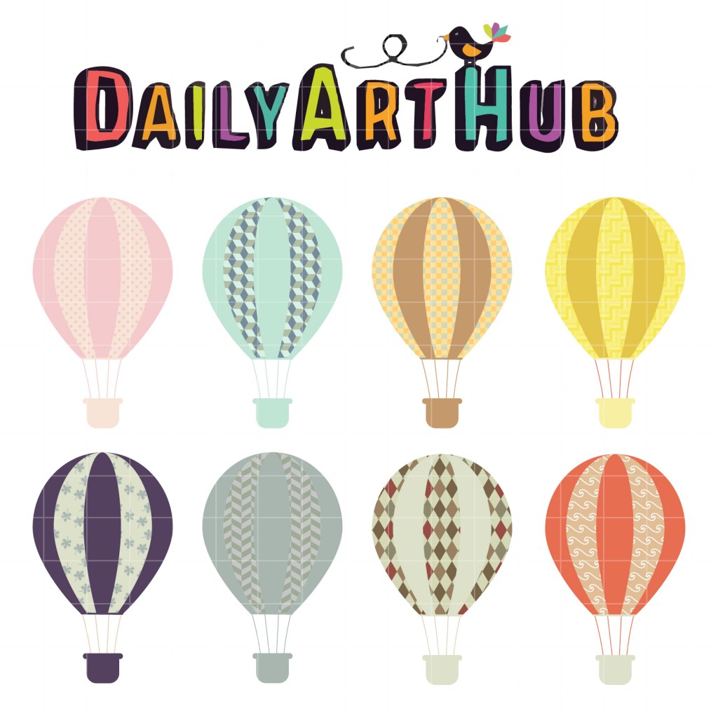 Hot Air Balloons Clip Art Set – Daily Art Hub // Graphics, Alphabets & SVG
