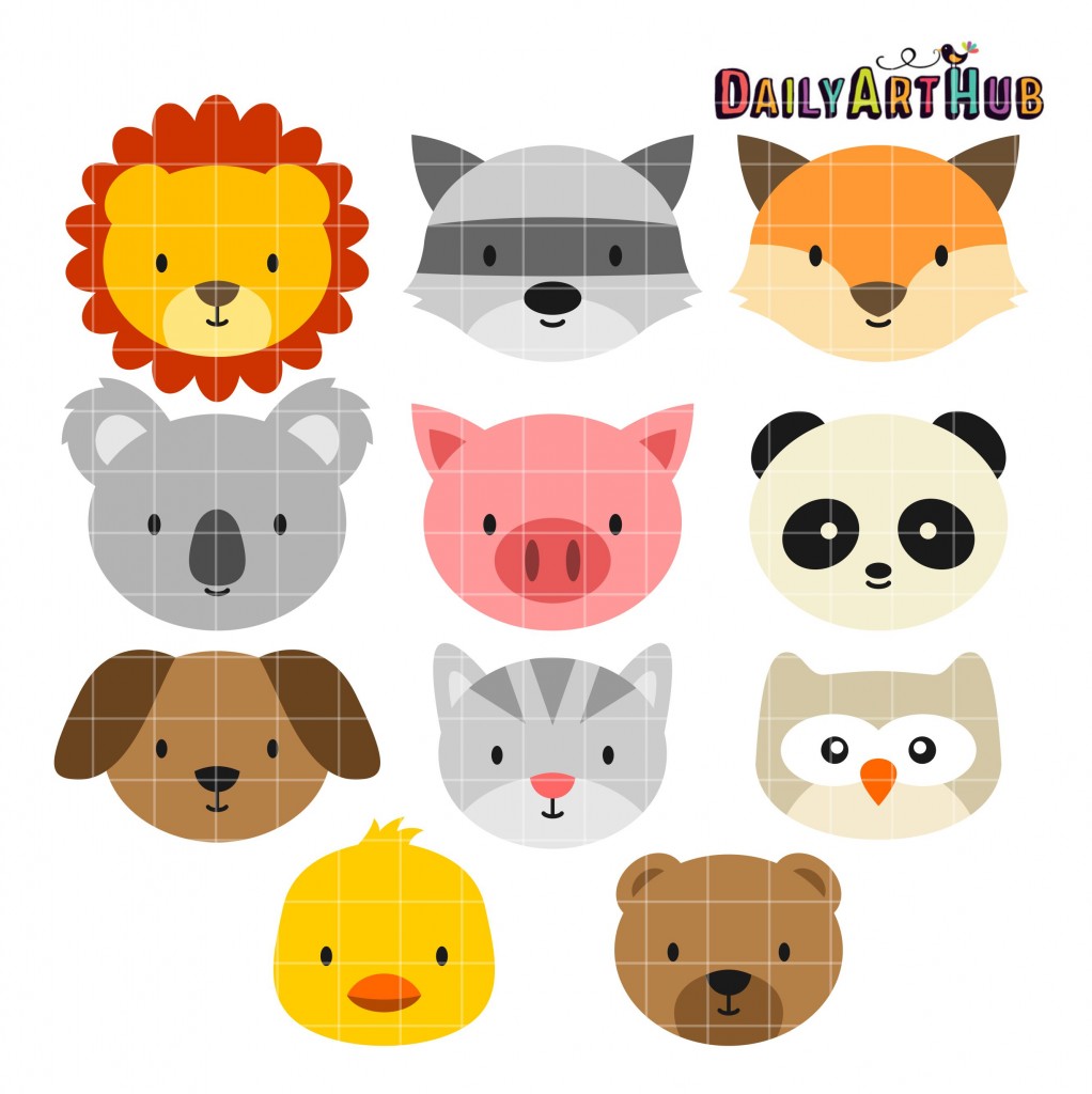 Gorgeous Animal Heads Clip Art Set – Daily Art Hub // Graphics ...