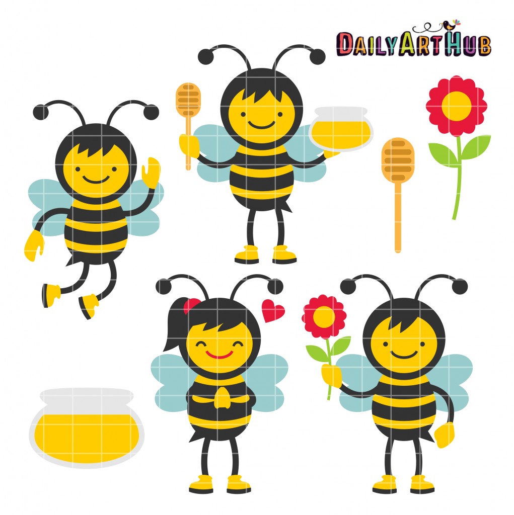 Little Bumble Bees Clip Art Set – Daily Art Hub // Graphics, Alphabets ...