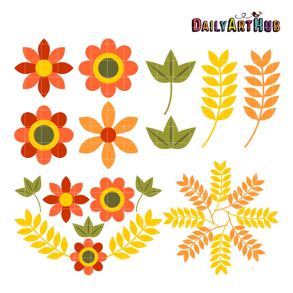 Autumn Flowers Clip Art Set – Daily Art Hub // Graphics, Alphabets & SVG