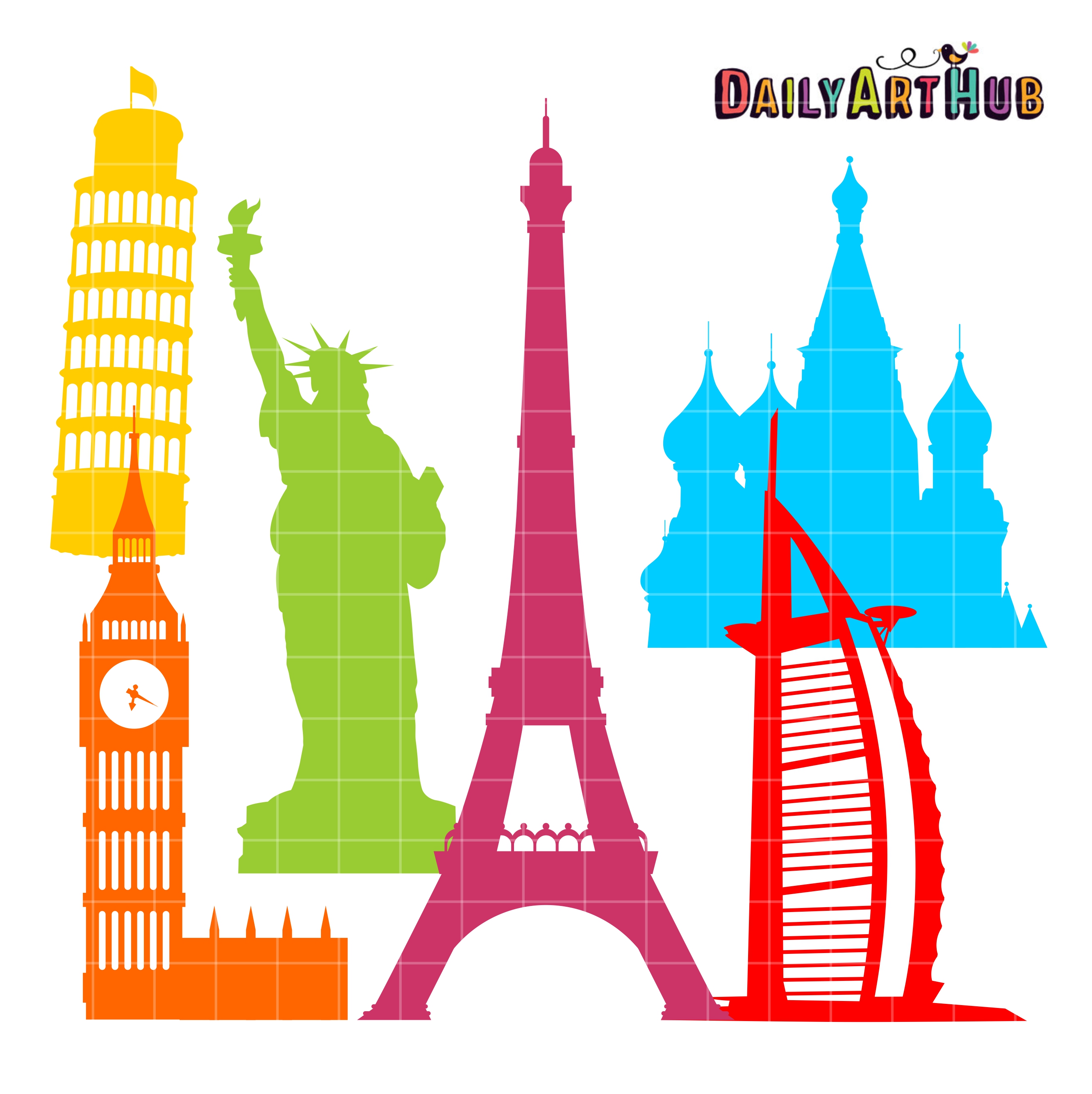 World Landmarks Silhouettes Clip Art Set – Daily Art Hub – Free Clip ...
