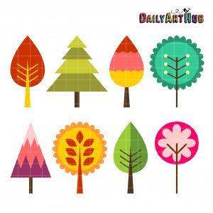 Retro Trees Clip Art Set – Daily Art Hub // Graphics, Alphabets & SVG