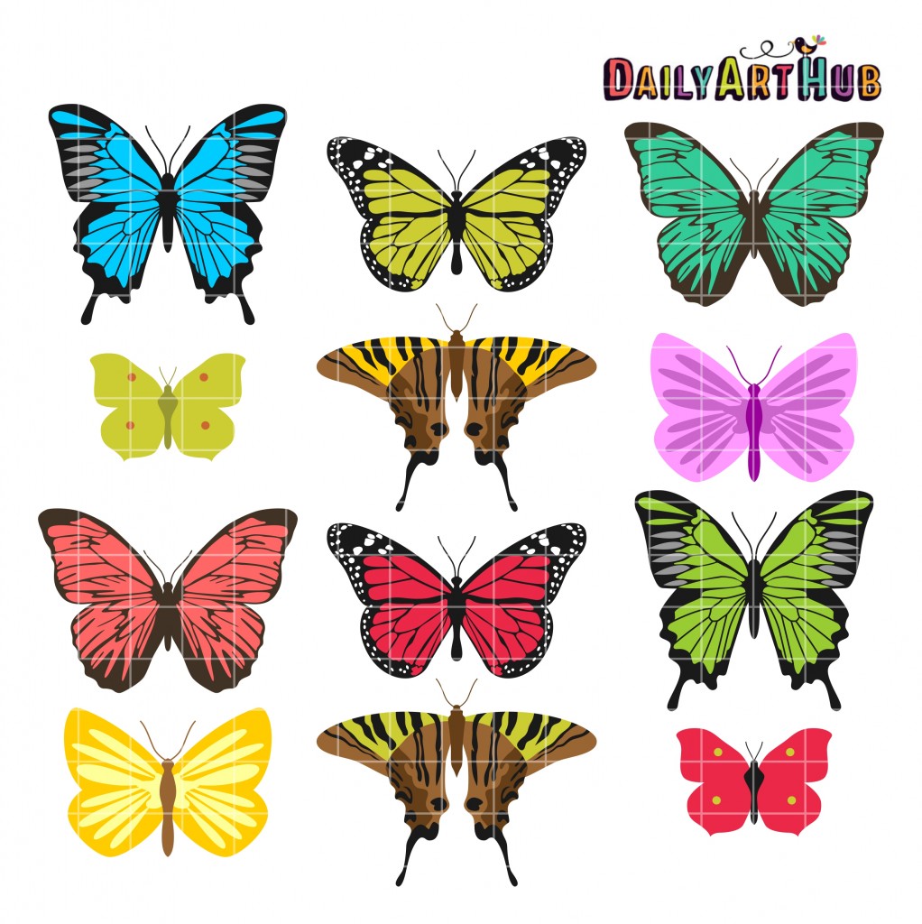 Butterflies Clip Art Set – Daily Art Hub // Graphics, Alphabets & SVG