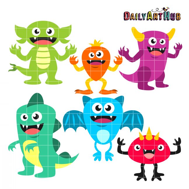 Happy Monsters Clip Art Set – Daily Art Hub – Free Clip Art Everyday