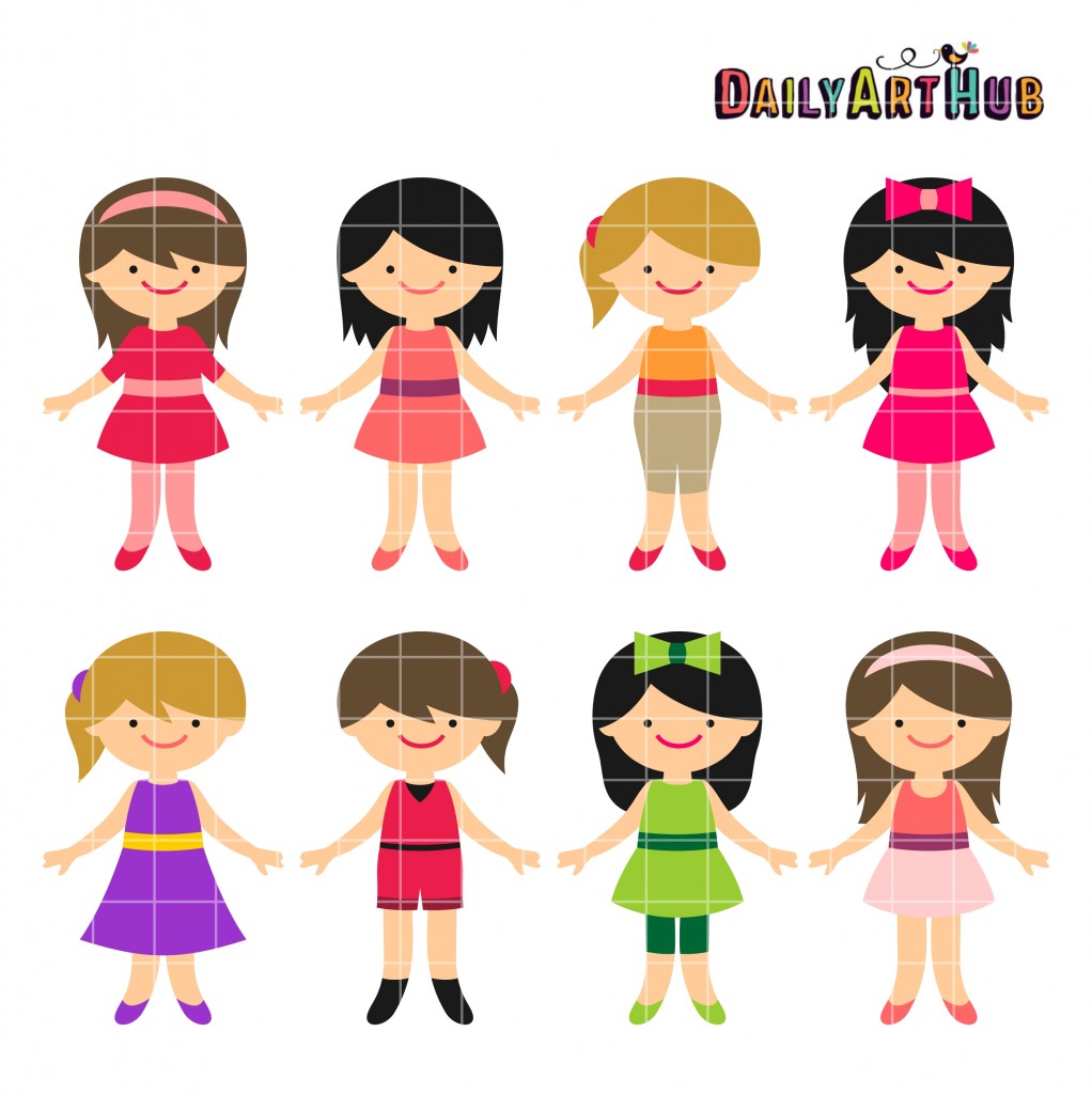Little Girls Clip Art Set – Daily Art Hub // Graphics, Alphabets & SVG
