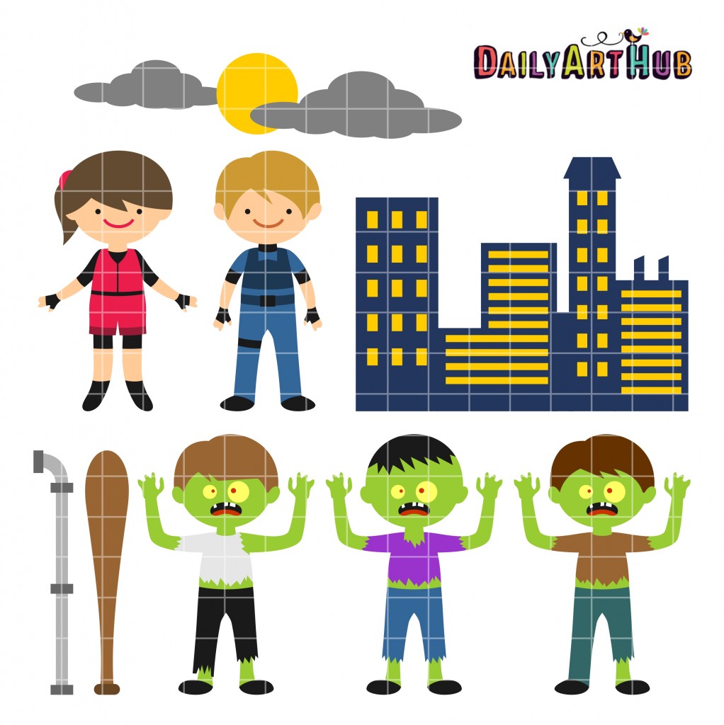 Zombie Apocalypse The Cute Edition Clip Art Set – Daily Art Hub ...