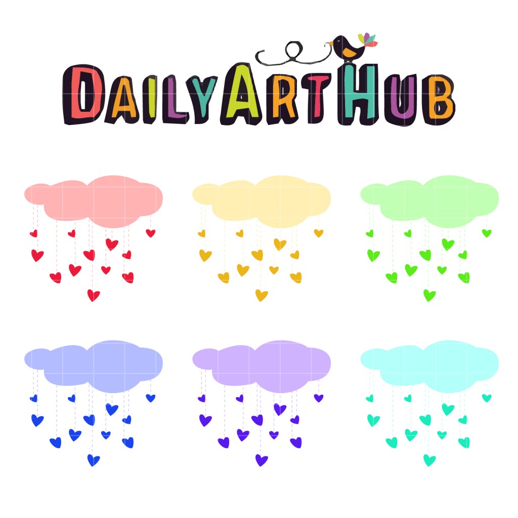 Colorful Raining Hearts Clip Art Set – Daily Art Hub // Graphics ...