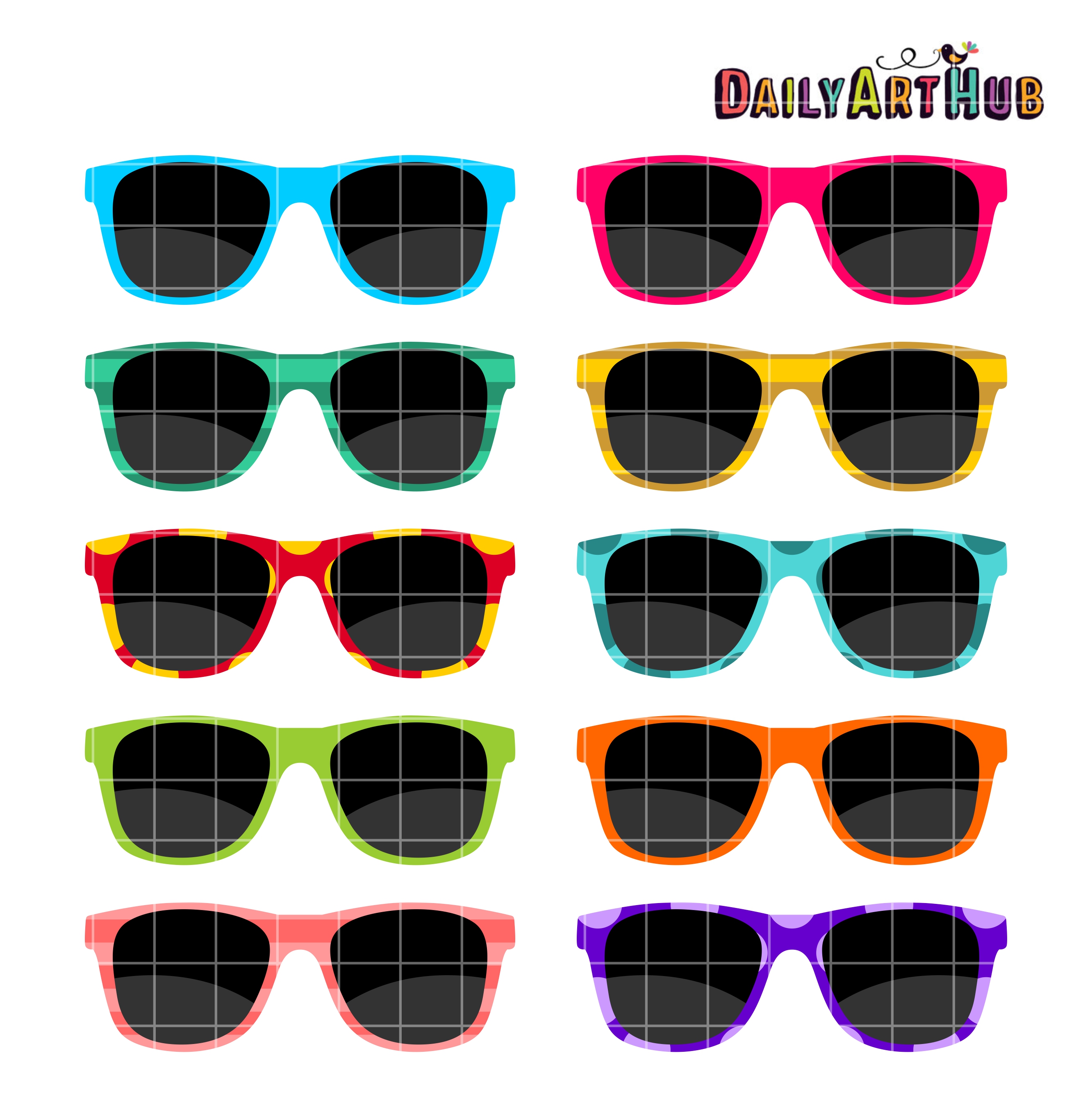 Colorful Sunglasses Clip Art Set – Daily Art Hub – Free Clip Art Everyday