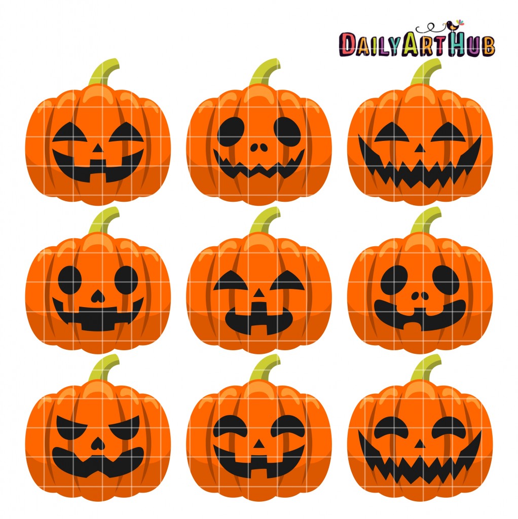 Halloween Pumpkin Heads Clip Art Set – Daily Art Hub // Graphics ...