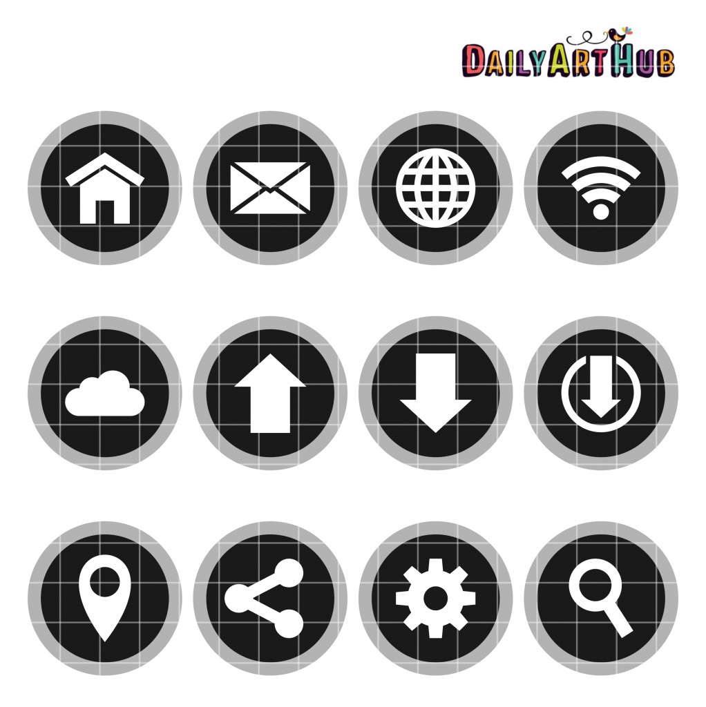Internet Icons B&W Collage Clip Art Set – Daily Art Hub // Graphics ...