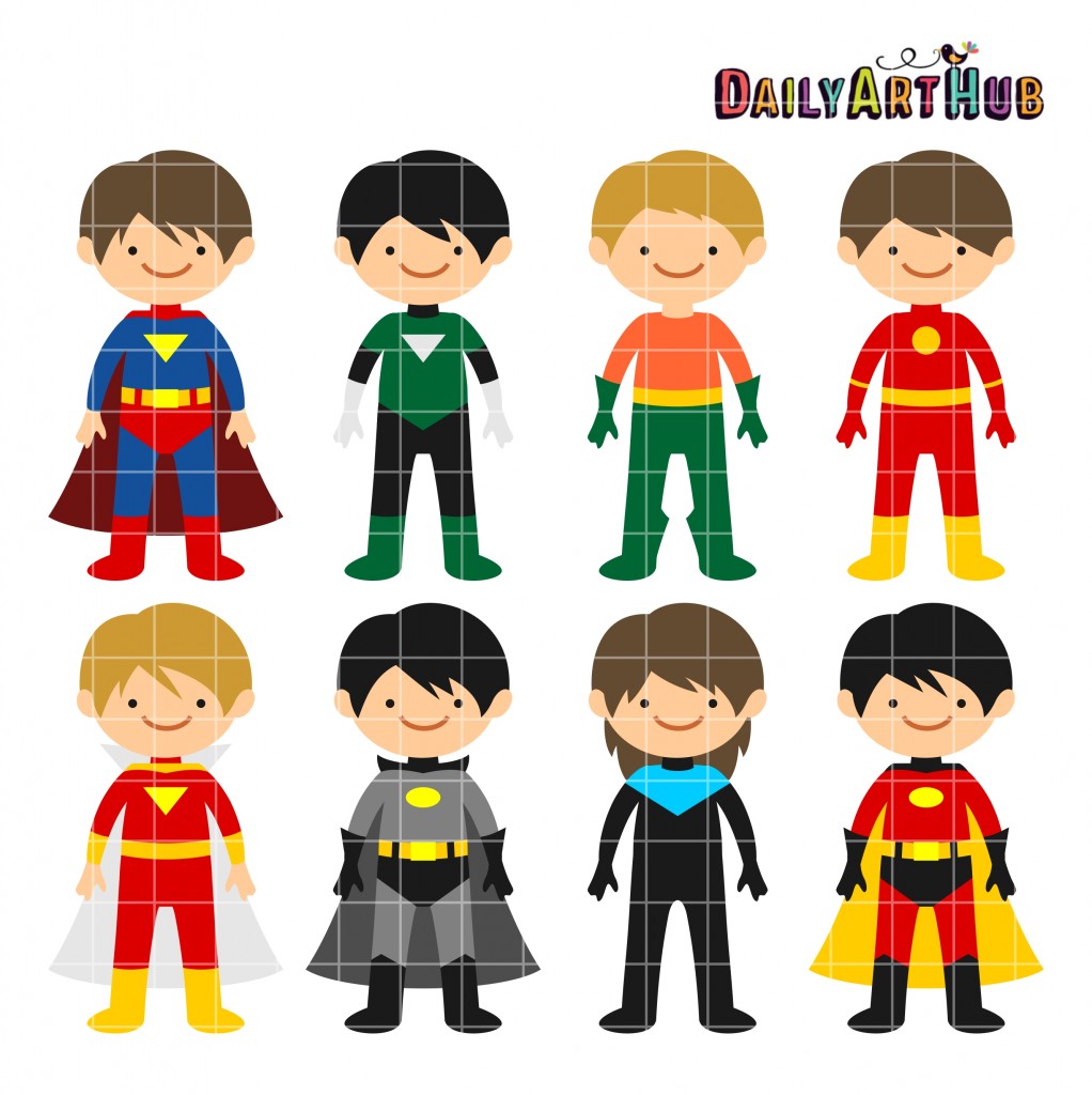 Superhero Boys Clip Art Set – Daily Art Hub // Graphics, Alphabets & SVG