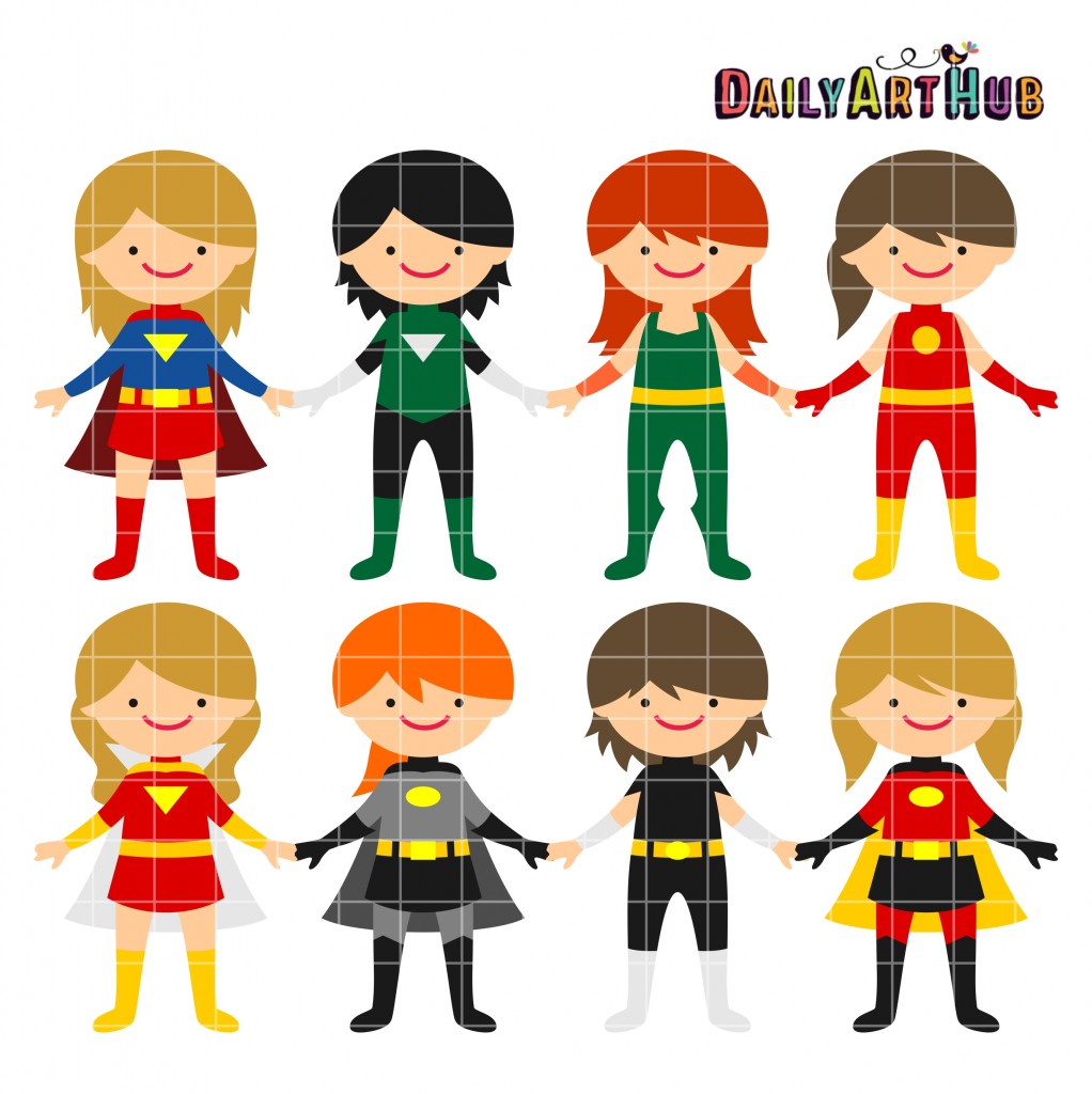 Superhero Gals Clip Art Set – Daily Art Hub // Graphics, Alphabets & SVG