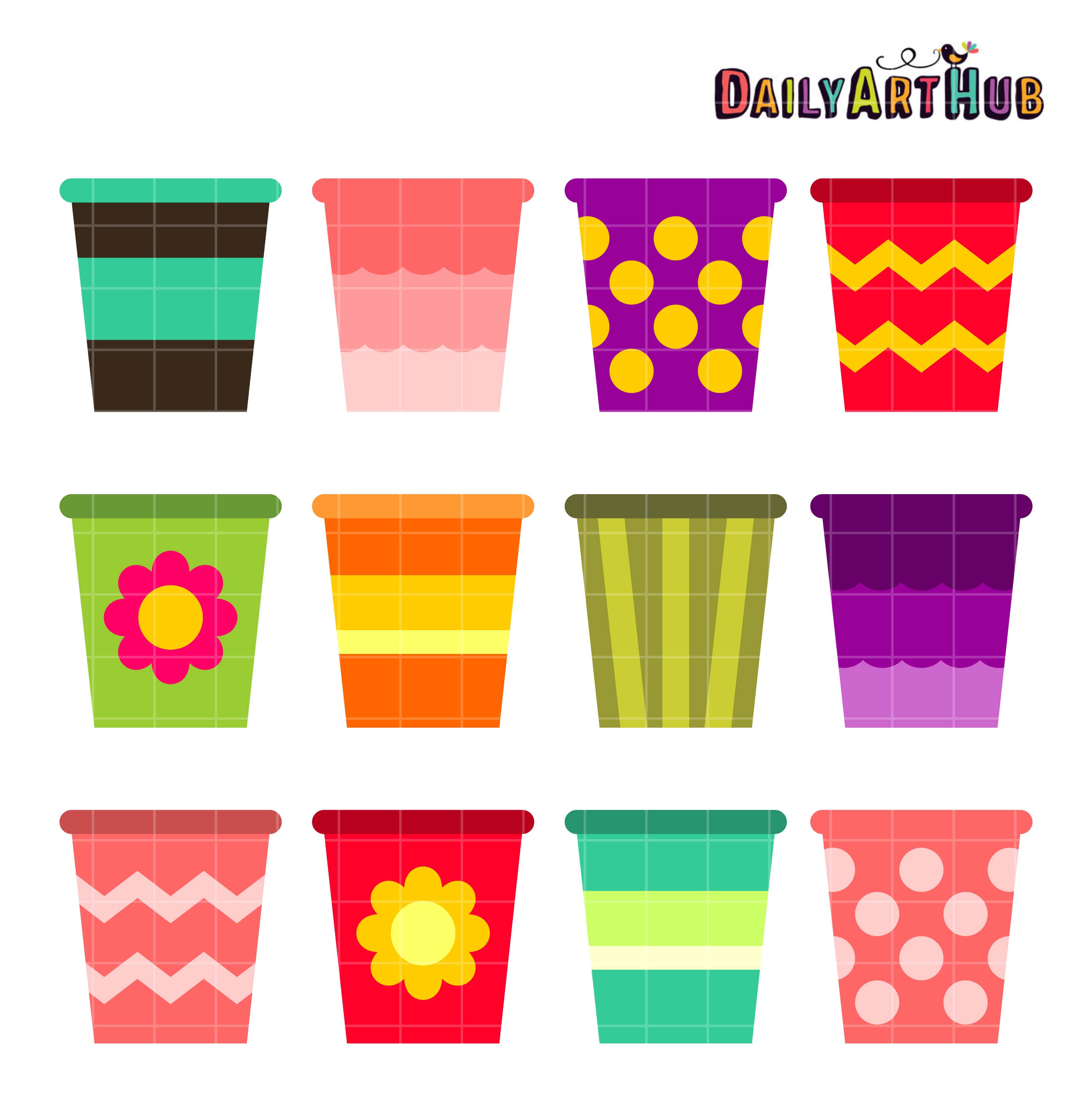 Colorful Cups Clip Art Set – Daily Art Hub – Free Clip Art Everyday