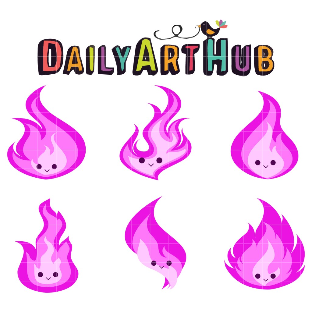 Cute Pink Flames Clip Art Set – Daily Art Hub // Graphics, Alphabets & SVG