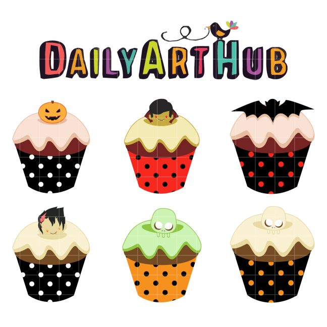 Halloween Delicious Cupcakes Clip Art Set – Daily Art Hub // Graphics ...