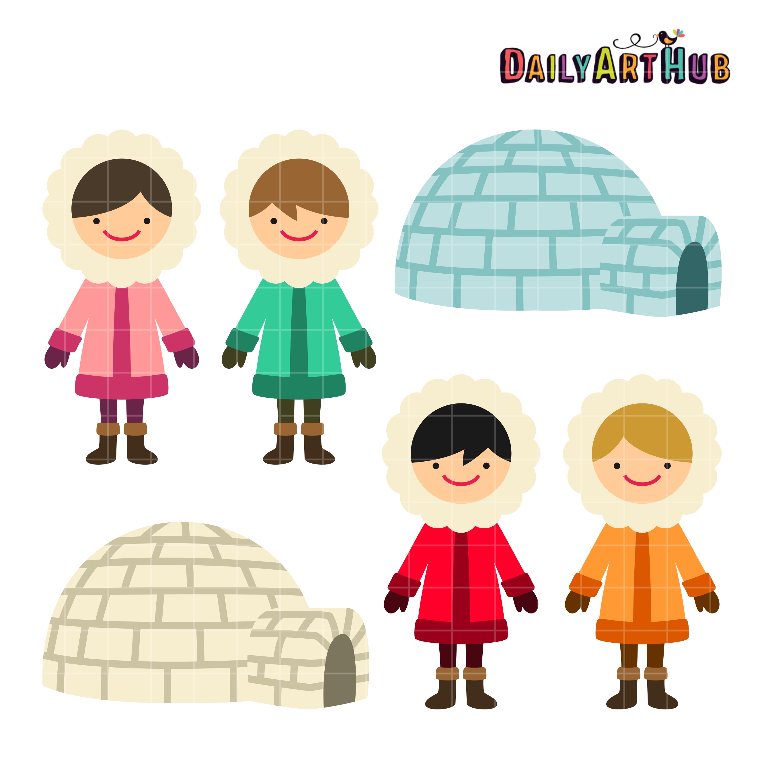 Eskimo Girls Clip Art Set – Daily Art Hub – Free Clip Art Everyday