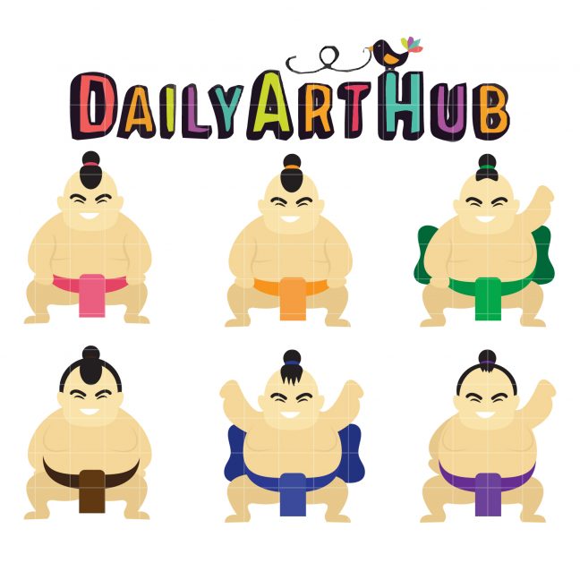 Sumo Wrestlers Clip Art Set – Daily Art Hub // Graphics, Alphabets & SVG