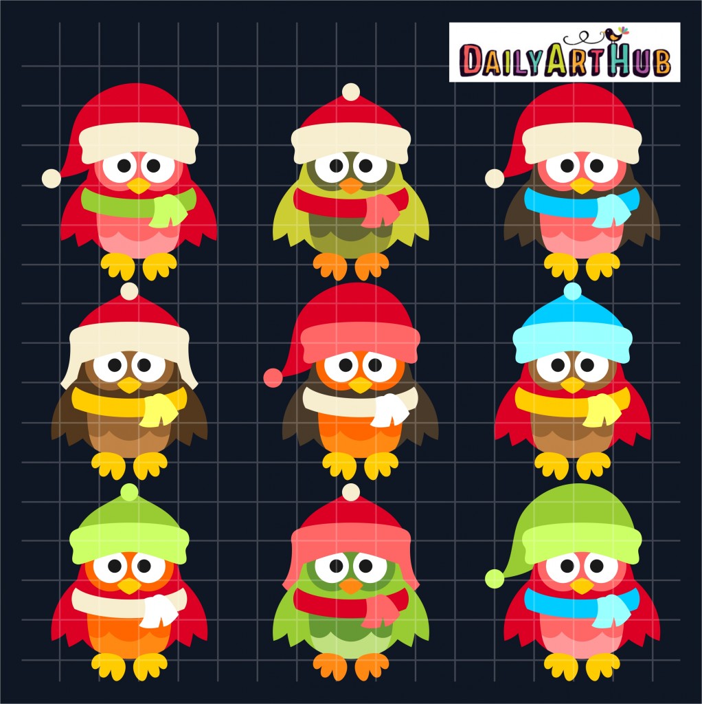 Winter Owls Clip Art Set – Daily Art Hub // Graphics, Alphabets & SVG