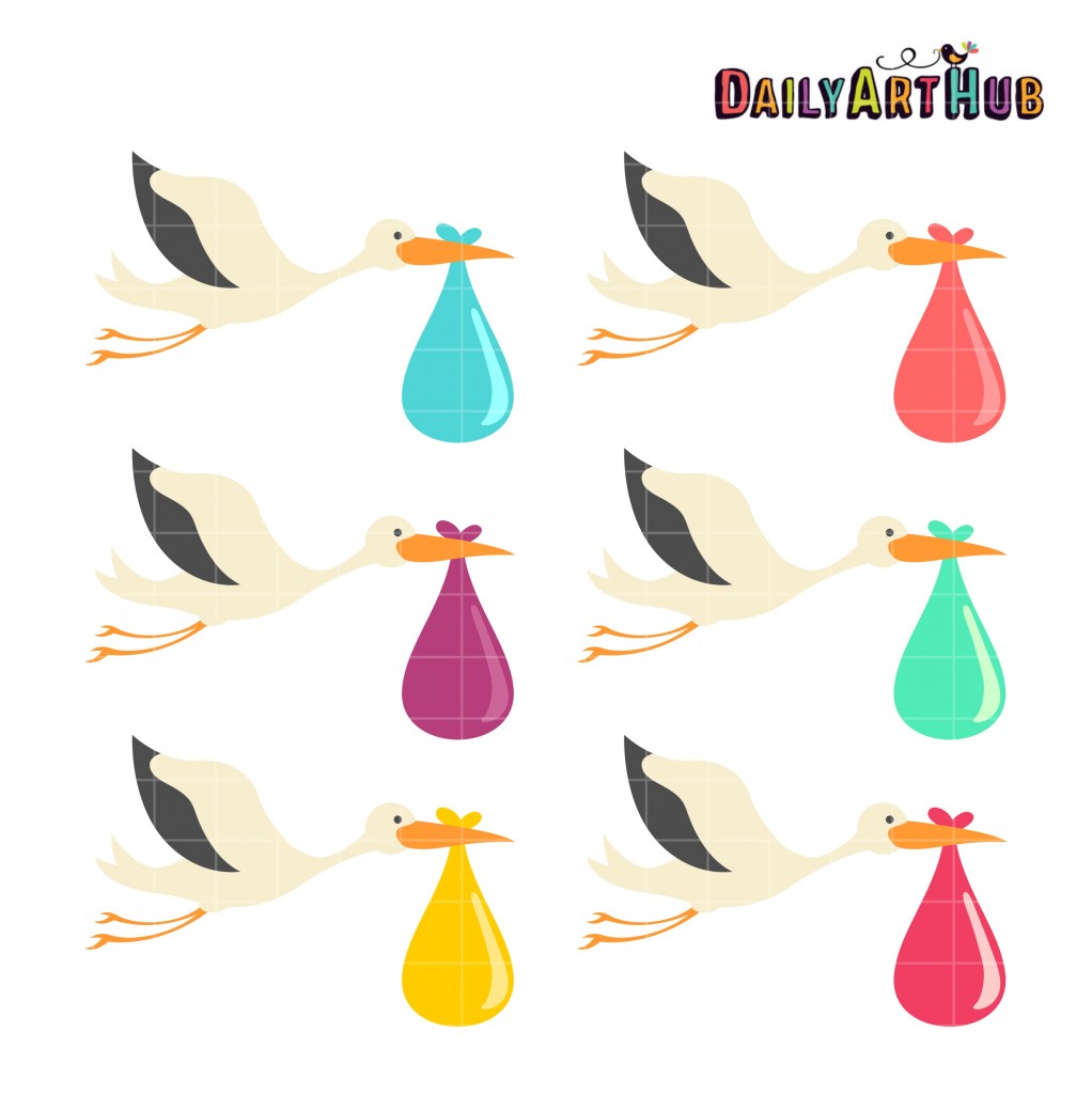 Baby Stork Clip Art Set – Daily Art Hub // Graphics, Alphabets & SVG