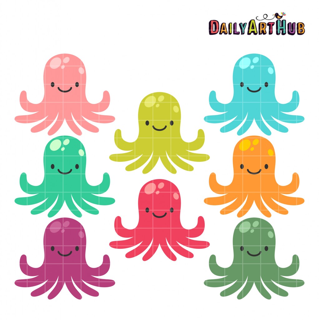 Colorful Cute Octopus Clip Art Set – Daily Art Hub // Graphics ...