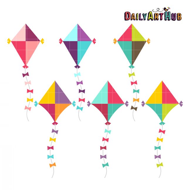 Cute Colorful Kites Clip Art Set – Daily Art Hub – Free Clip Art Everyday